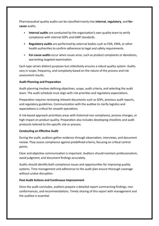 Pharmaceutical Quality Audits for Regulatory Compliance and Risk ...