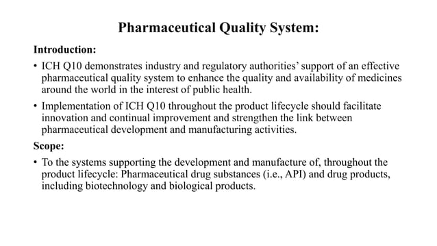 Pharmaceutical Quality System | PPTX