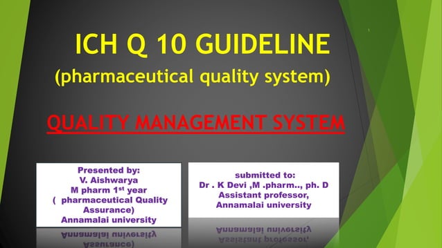 ICH Q10 guideline.pptx | Pharmaceutical Industry | Industries