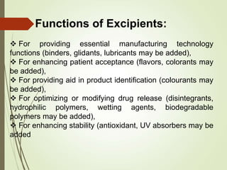 Pharmaceuticals excipients | PPTX