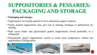PHARMACEUTICAL SUPPOSITORIES & PESSARIES.ppt