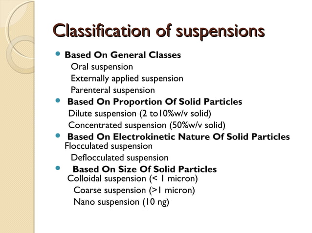 Pharmaceutical suspension | PPT | Chemistry | Science