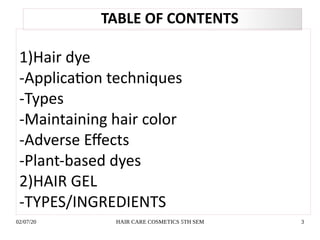 Presentation on "Pharmaceutical technology hair products & cosmetics" | PDF