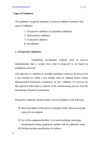 Pharmaceuticalvalidation maharaja mla | DOCX