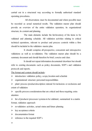 Pharmaceuticalvalidation maharaja mla | DOCX