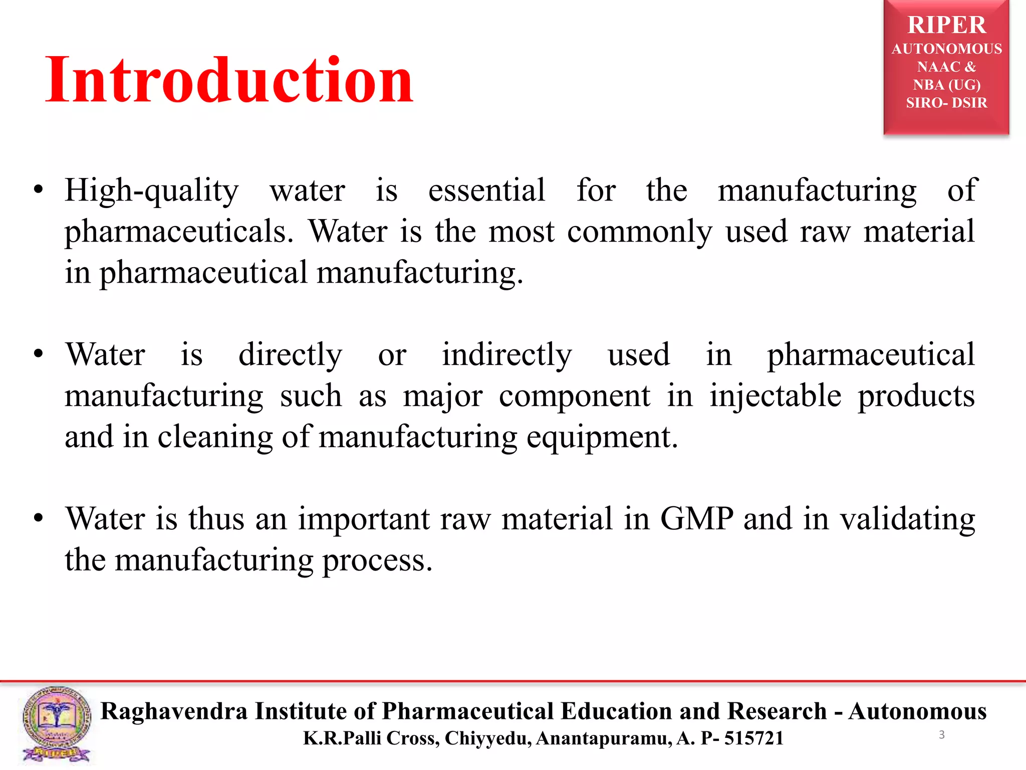 Pharmaceutical validation of water system | PPTX