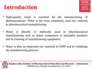 Pharmaceutical validation of water system | PPTX