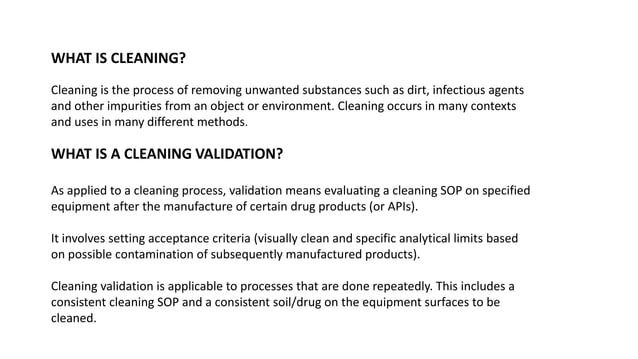 cleaning validation in pharmaceutical industry.pptx | Pharmaceutical Industry | Industries