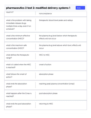 pharmaceutics 2 test 2_ modified delivery systems 1 Flashcards ...