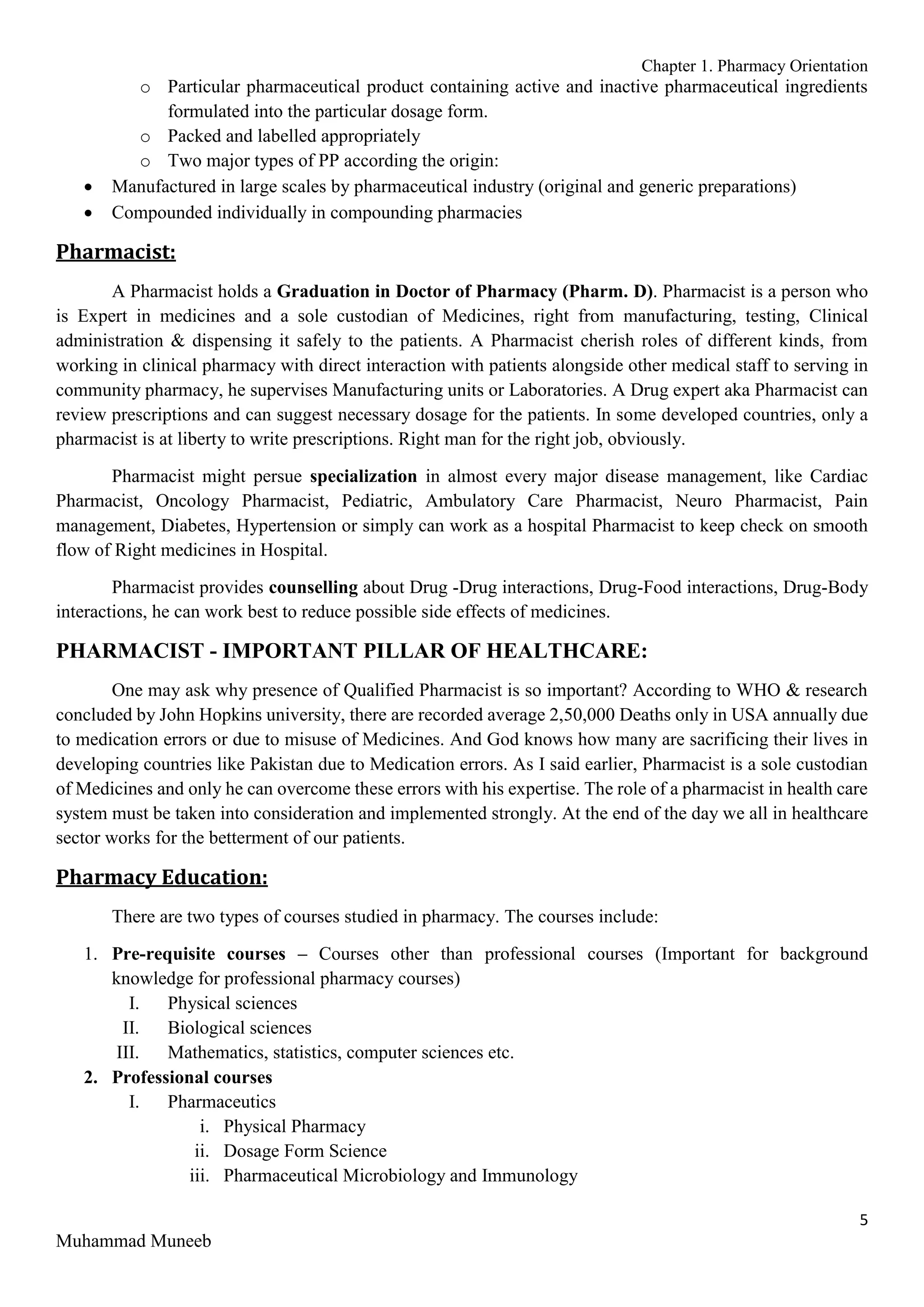 Pharmaceutics I (Physical Pharmacy) complete notes by Muhammad Muneeb | PDF