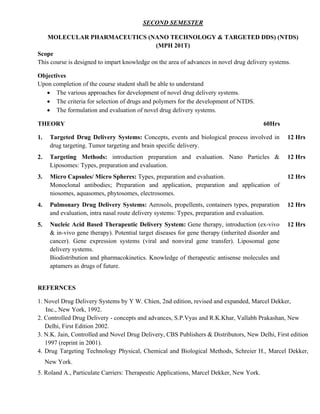 M.Pharm Syllabus, department of pharmaceutics | PDF