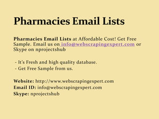 Pharmacies Email Lists | PPTX