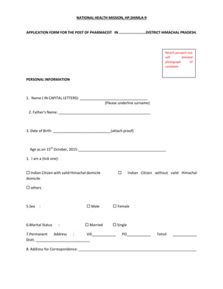 Pharmacist form | PDF