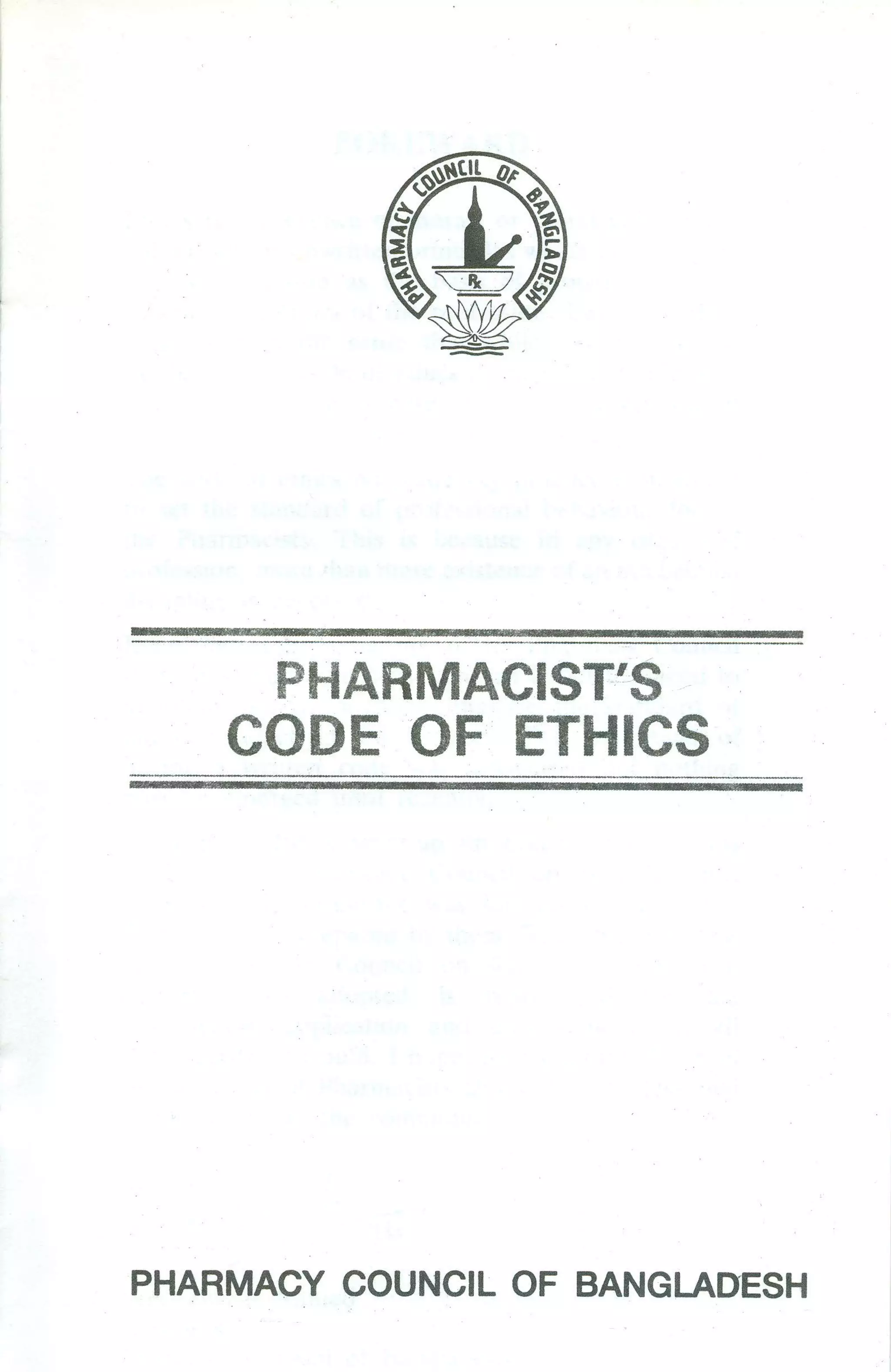 Pharmacist code of ethics | PDF