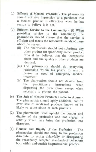 Pharmacist code of ethics | PDF