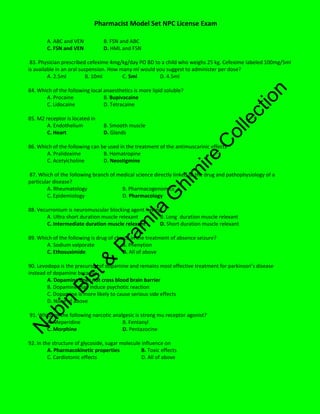 Nepal Pharmacy Council License Exam Model set II (Pharmacist) | PDF