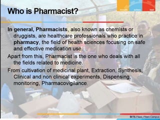 Pharmacist role | PPTX