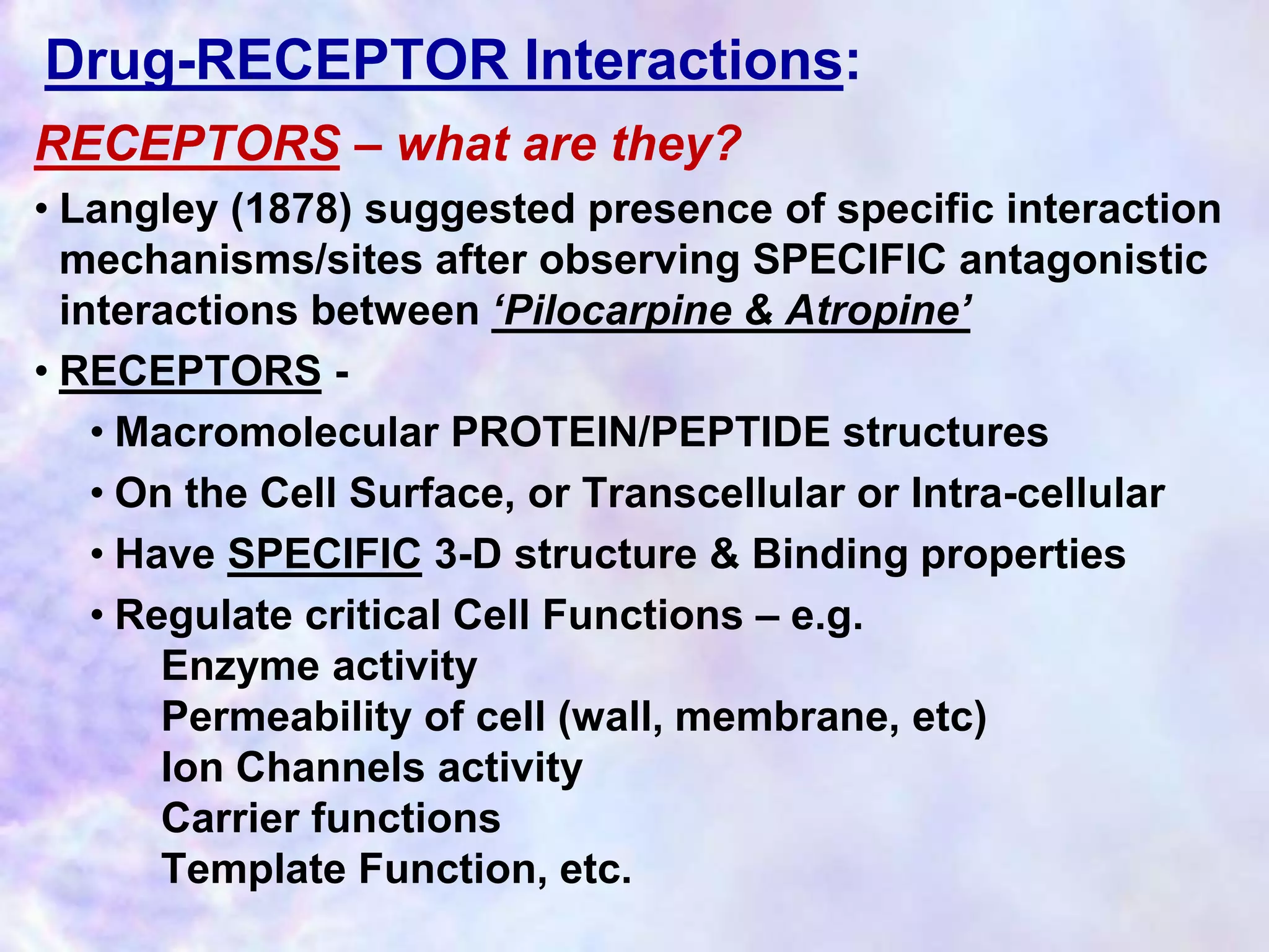 Pharmacodynamics drug receptor interaction | PPTX