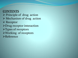 Pharmacodynamics mechanism of durg action | PPTX