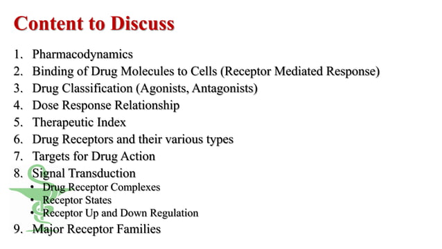 Pharmacodynamics, mechanism of drug action | PPTX