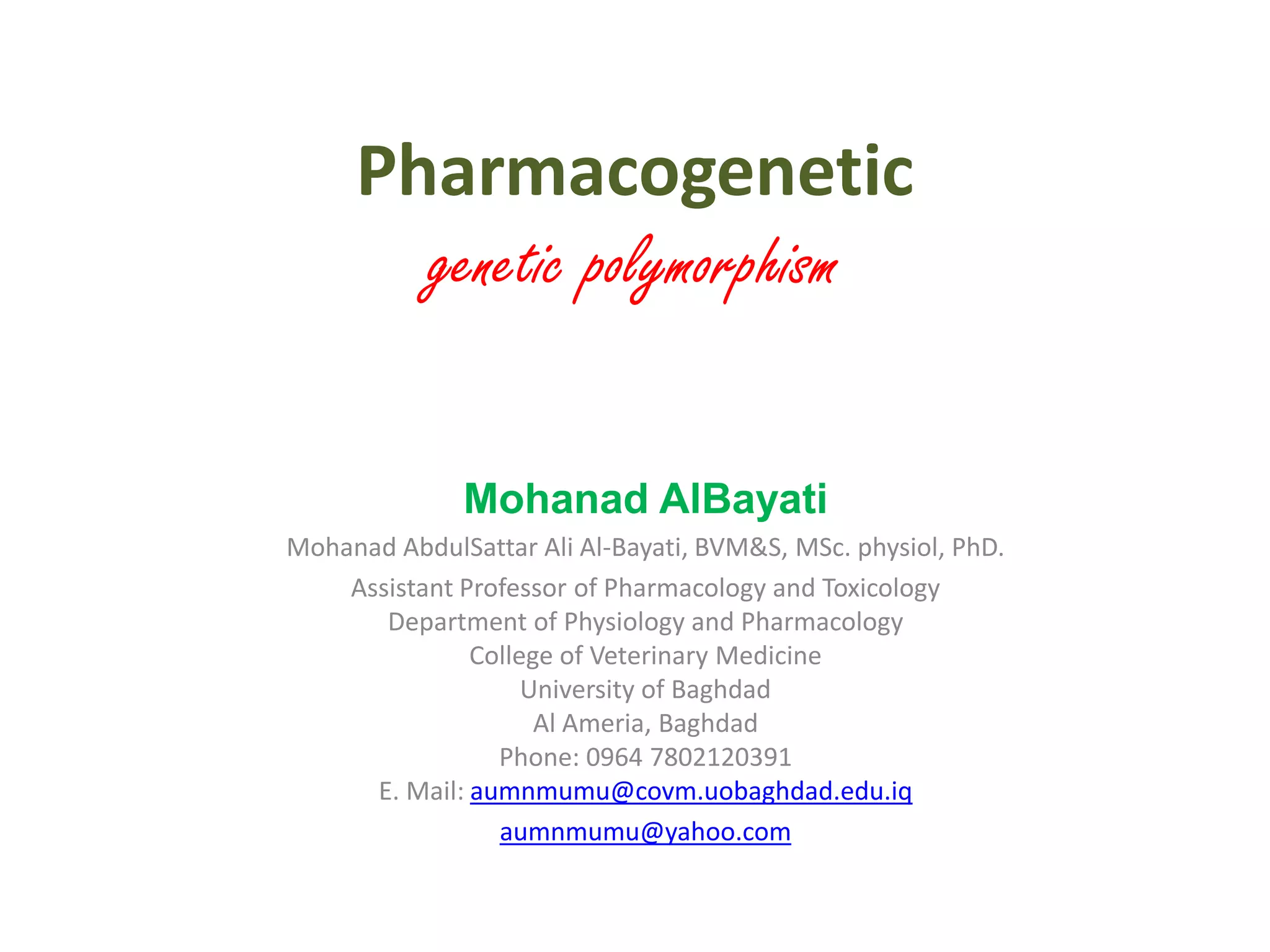 Pharmacogenetic | PPTX
