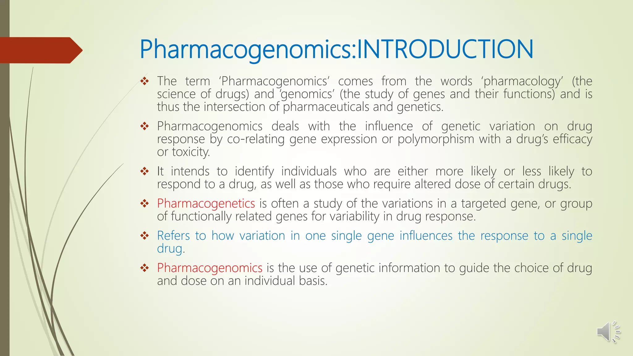 Pharmacogenomics: The right drug to the right person. | PPTX