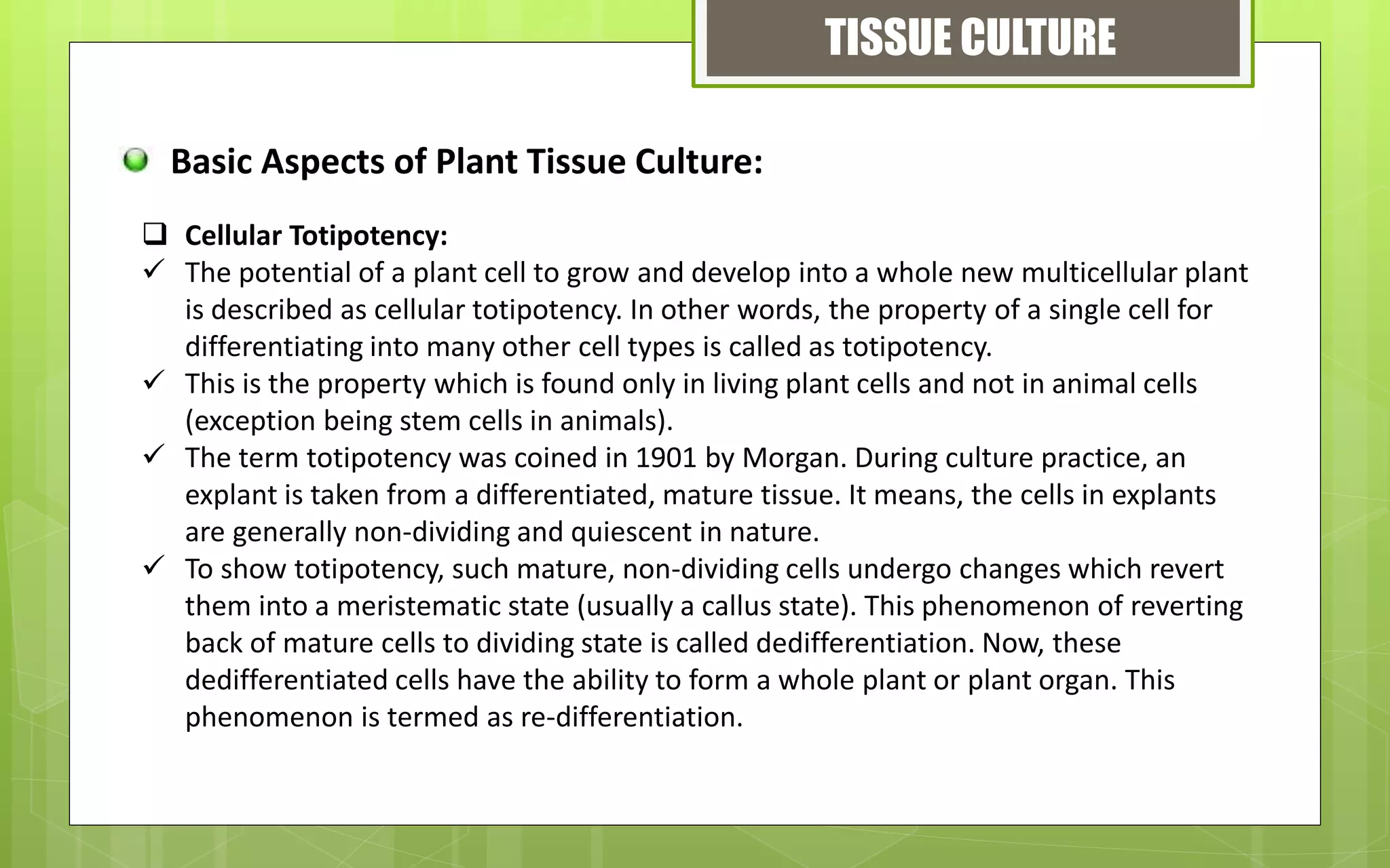 Plant Tissue Culture Complete Presentation | PPTX