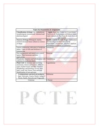 Pharmacognosy ist sem | PDF