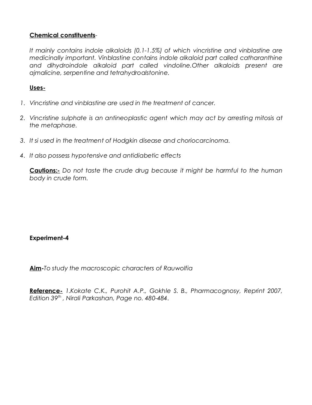 Pharmacognosy lab-manual Pharmacognosy lab-manual