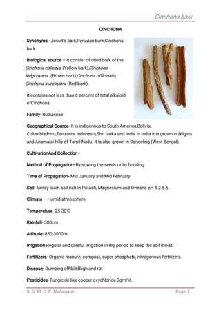 Cinchona Bark Microscopy