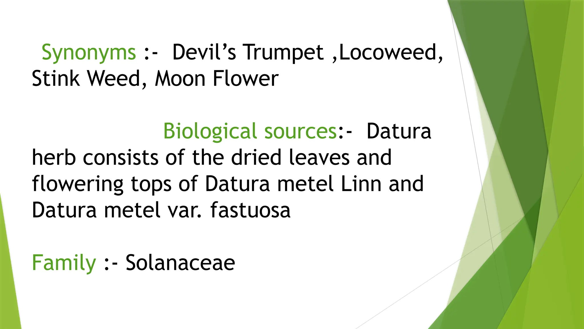 PHARMACOGNOSY OF DATURA.pptx by pritypriya | PPTX
