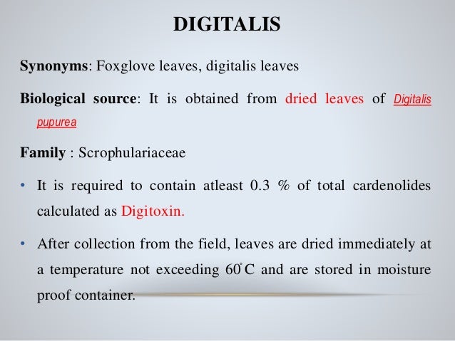 Pharmacognosy of digitalis