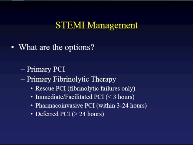 Pharmacoinvasive approach for stemi | PPTX | First Aid | Injuries