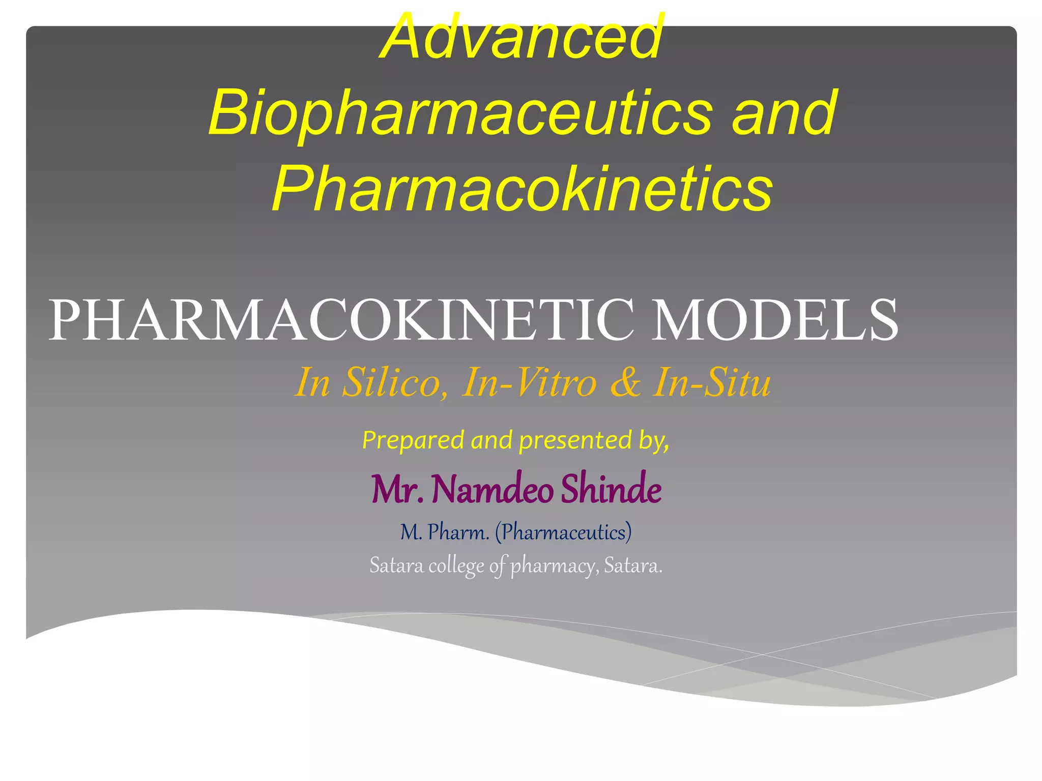 Pharmacokinetic models | PPTX