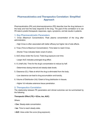 Pharmacokinetics and Therapeutics Correlation Simplified Approach | PDF