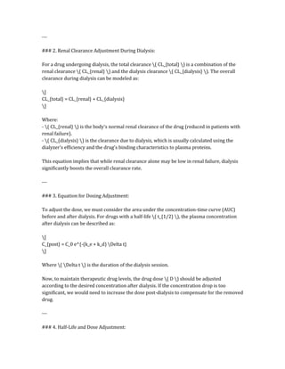 Pharmacokinetics Dose Adjustment Renal Dialysis | PDF