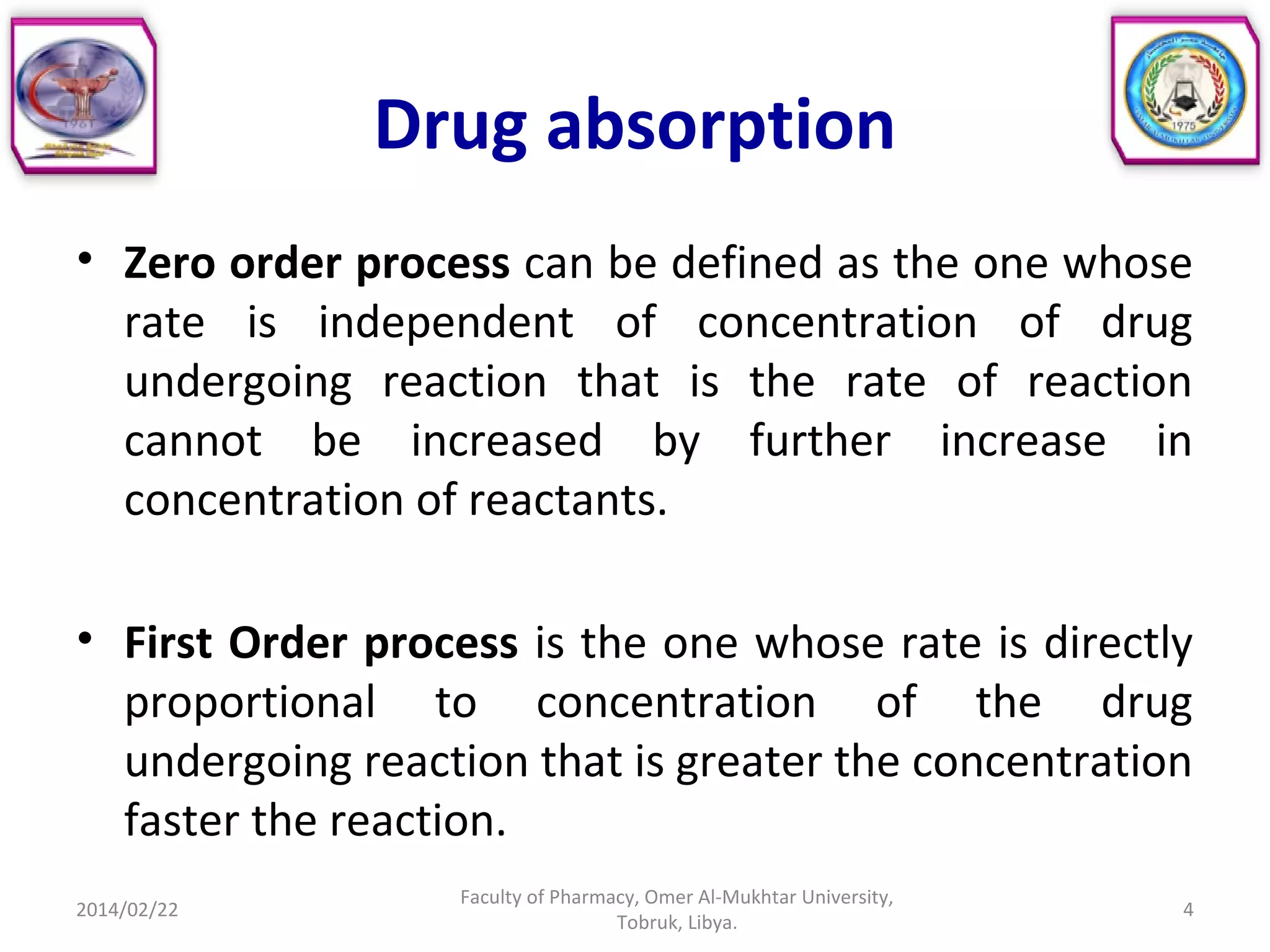 Pharmacokinetics of drug absorption | PPT