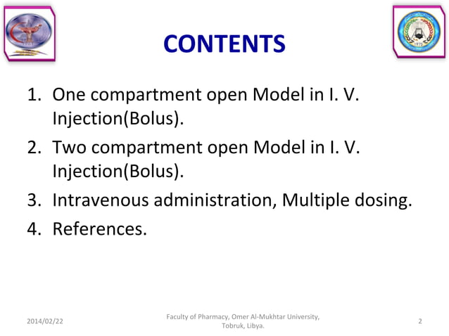 Pharmacokinetics of drugs administered by intravenous route | PPT