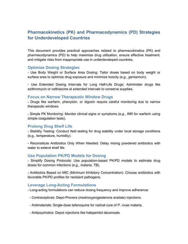 Pharmacokinetics (PK) and Pharmacodynamics (PD) Strategies for ...