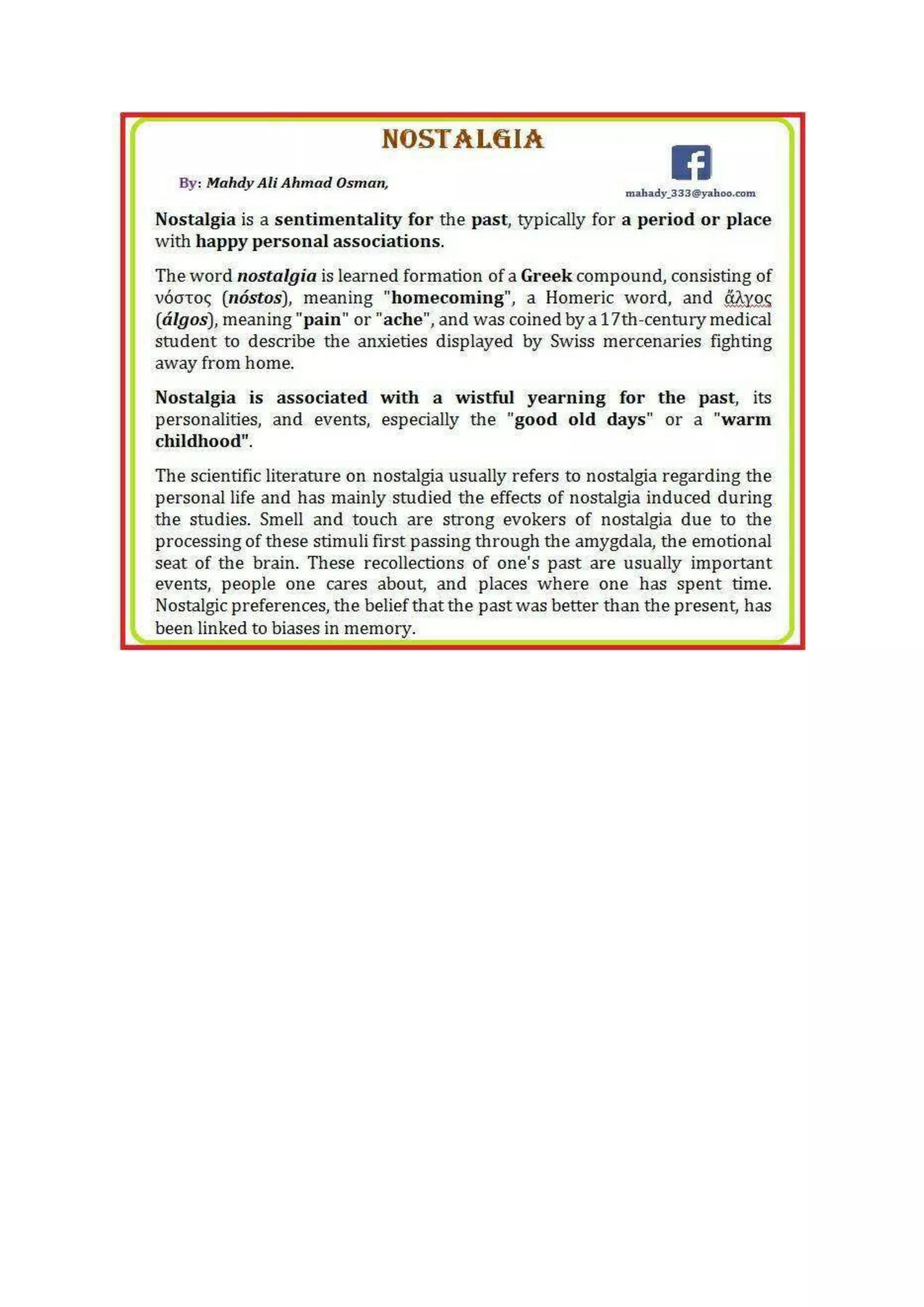 Nostalgia | DOCX