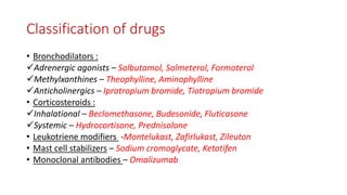 Pharmacological agents in bronchial asthma and copd | PPTX | Lung and Respiratory Health ...