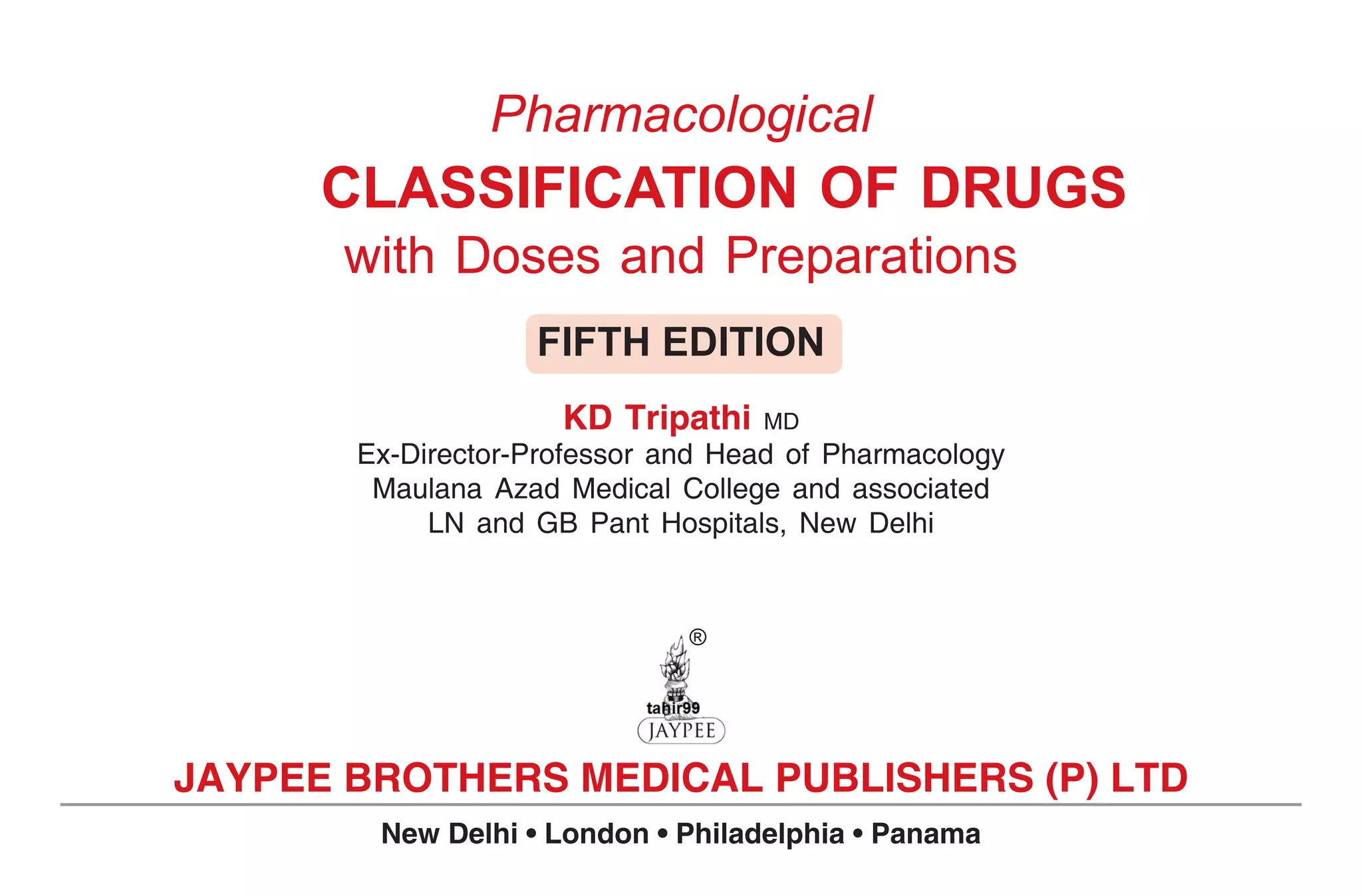 Pharmacological Classification of Drugs with Doses and Preparations ...