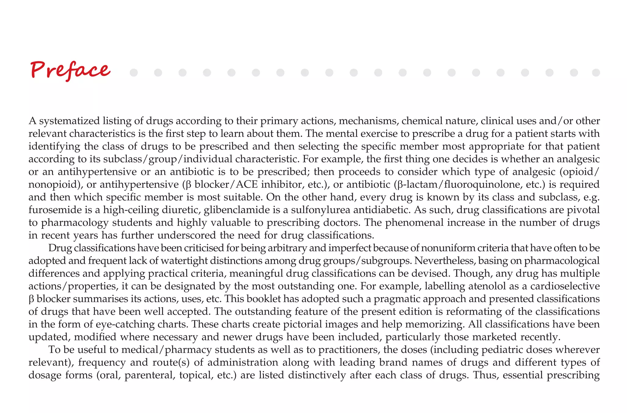 Pharmacological Classification of Drugs with Doses and Preparations ...