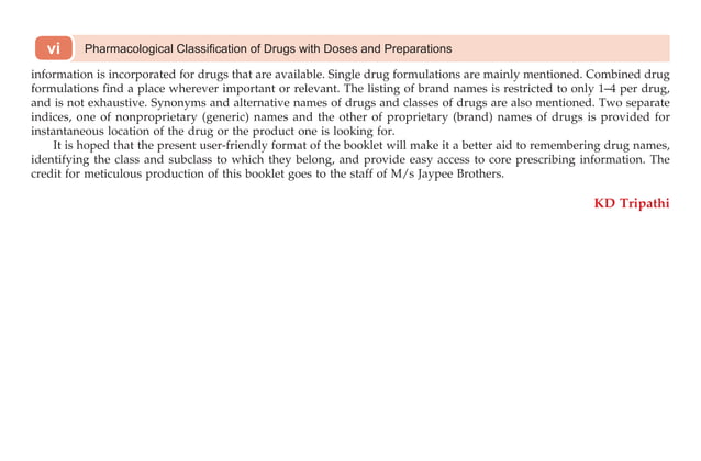 Pharmacological Classification of Drugs with Doses and Preparations ...