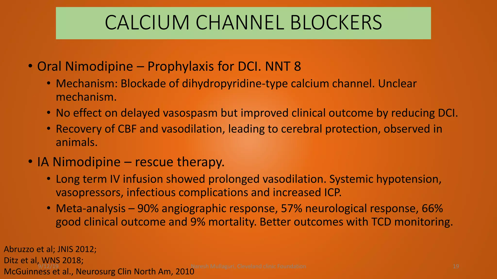 Pharmacological management of cerebral vasospasm in subarachnoid ...