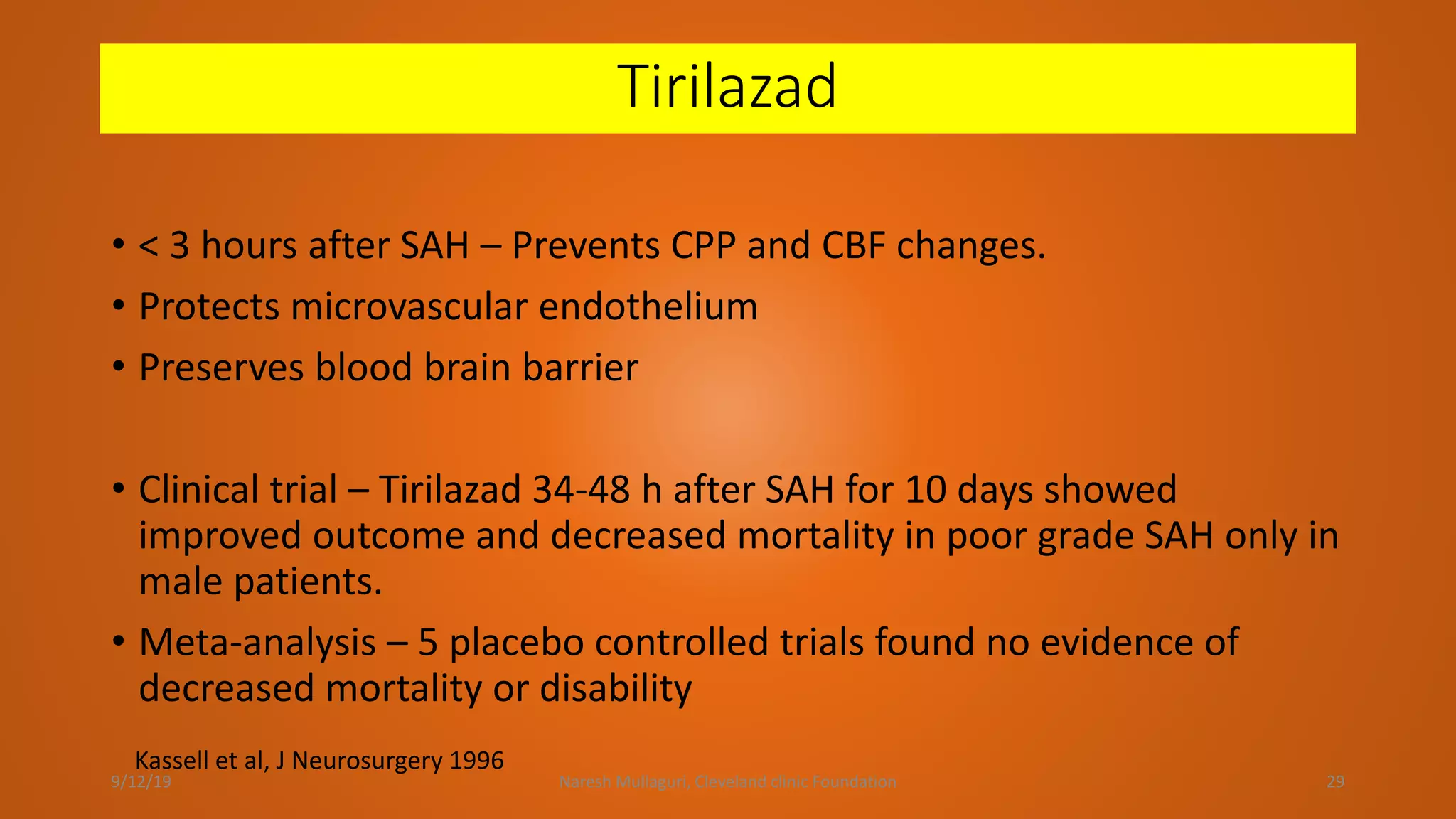 Pharmacological management of cerebral vasospasm in subarachnoid ...