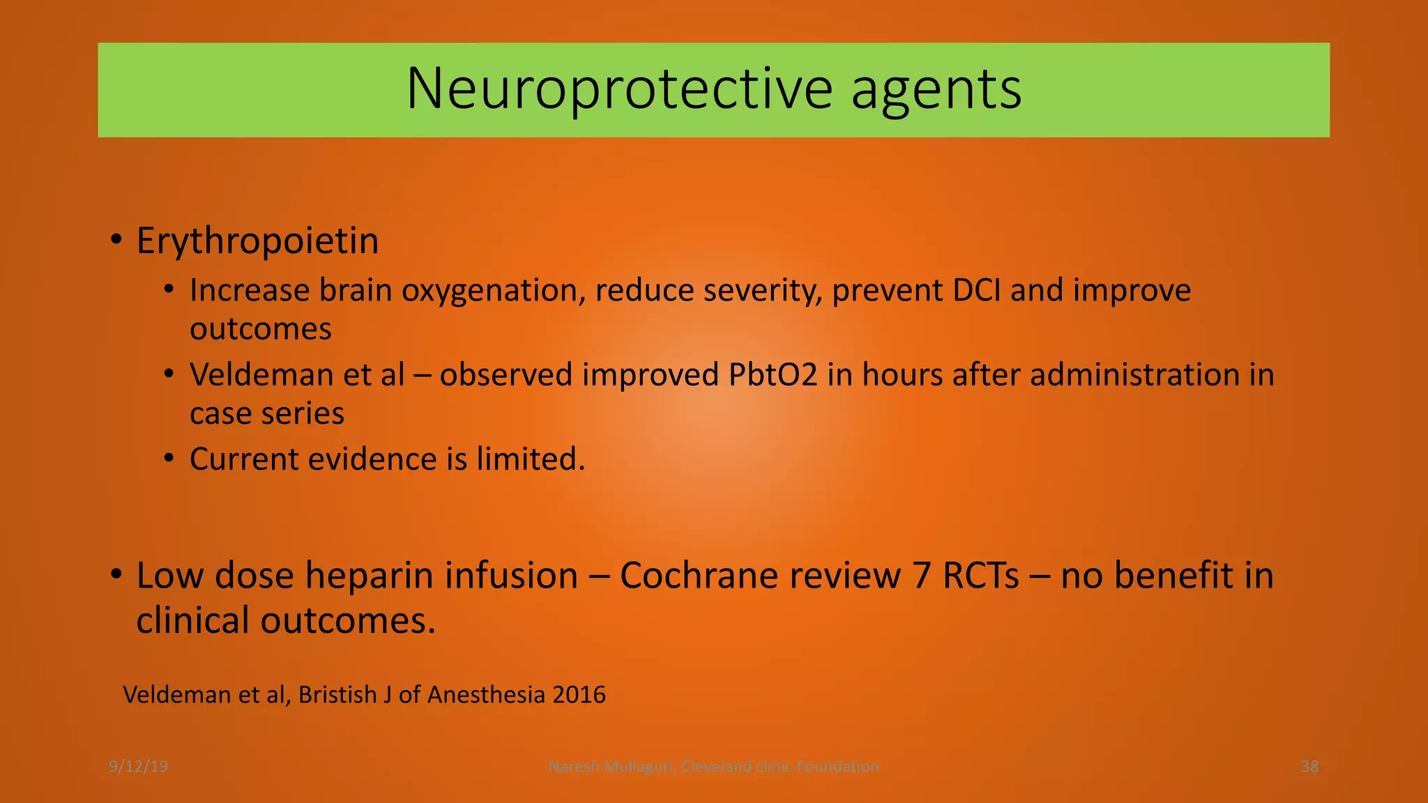 Pharmacological management of cerebral vasospasm in subarachnoid hemorrhage | PPT