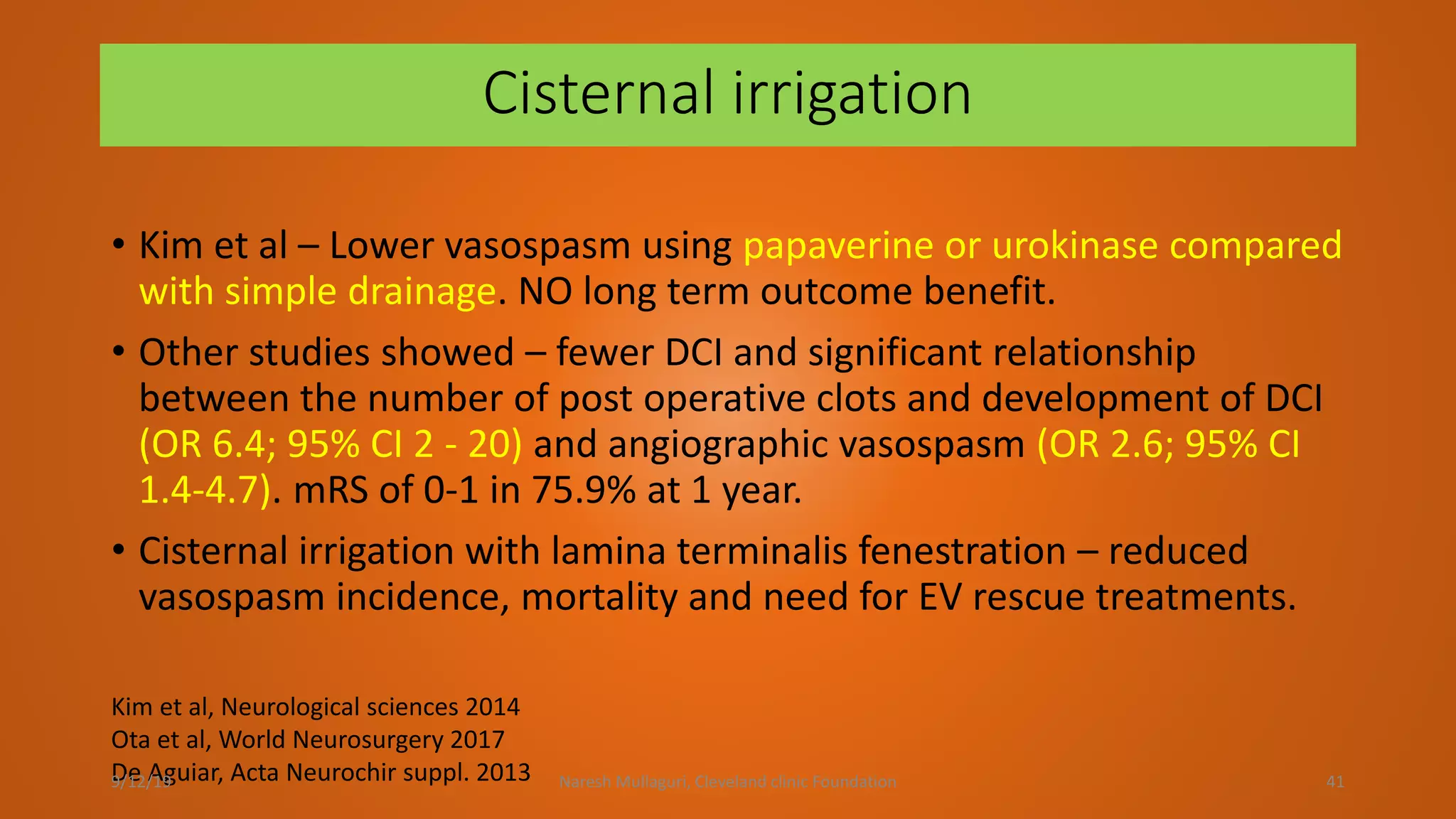 Pharmacological management of cerebral vasospasm in subarachnoid ...