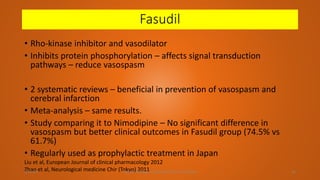 Pharmacological management of cerebral vasospasm in subarachnoid ...