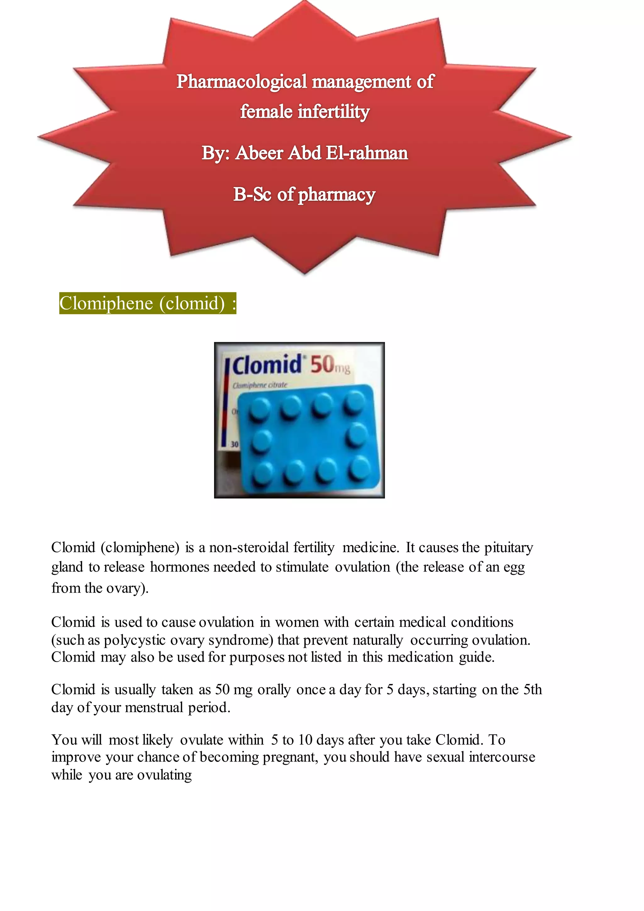 Pharmacological management of female infertility | DOCX